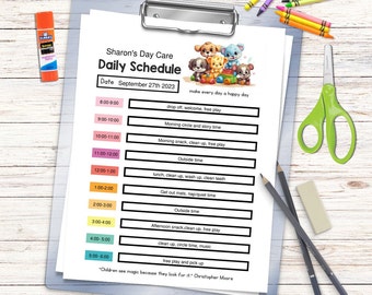 Editable Daily Schedule for Daycare - Etsy
