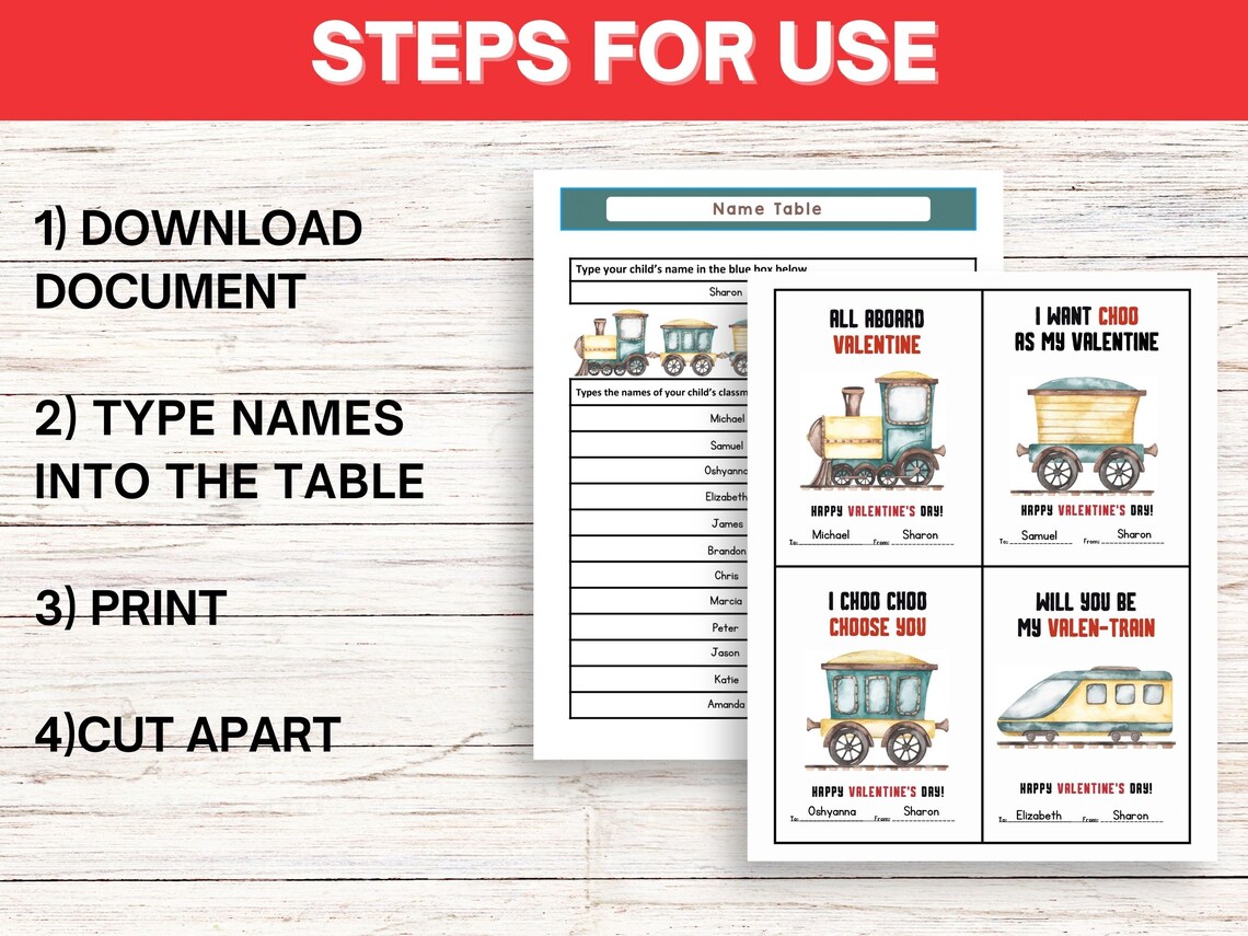 EDITABLE Locomotive Valentine Printable, Printable Train Valentine ...
