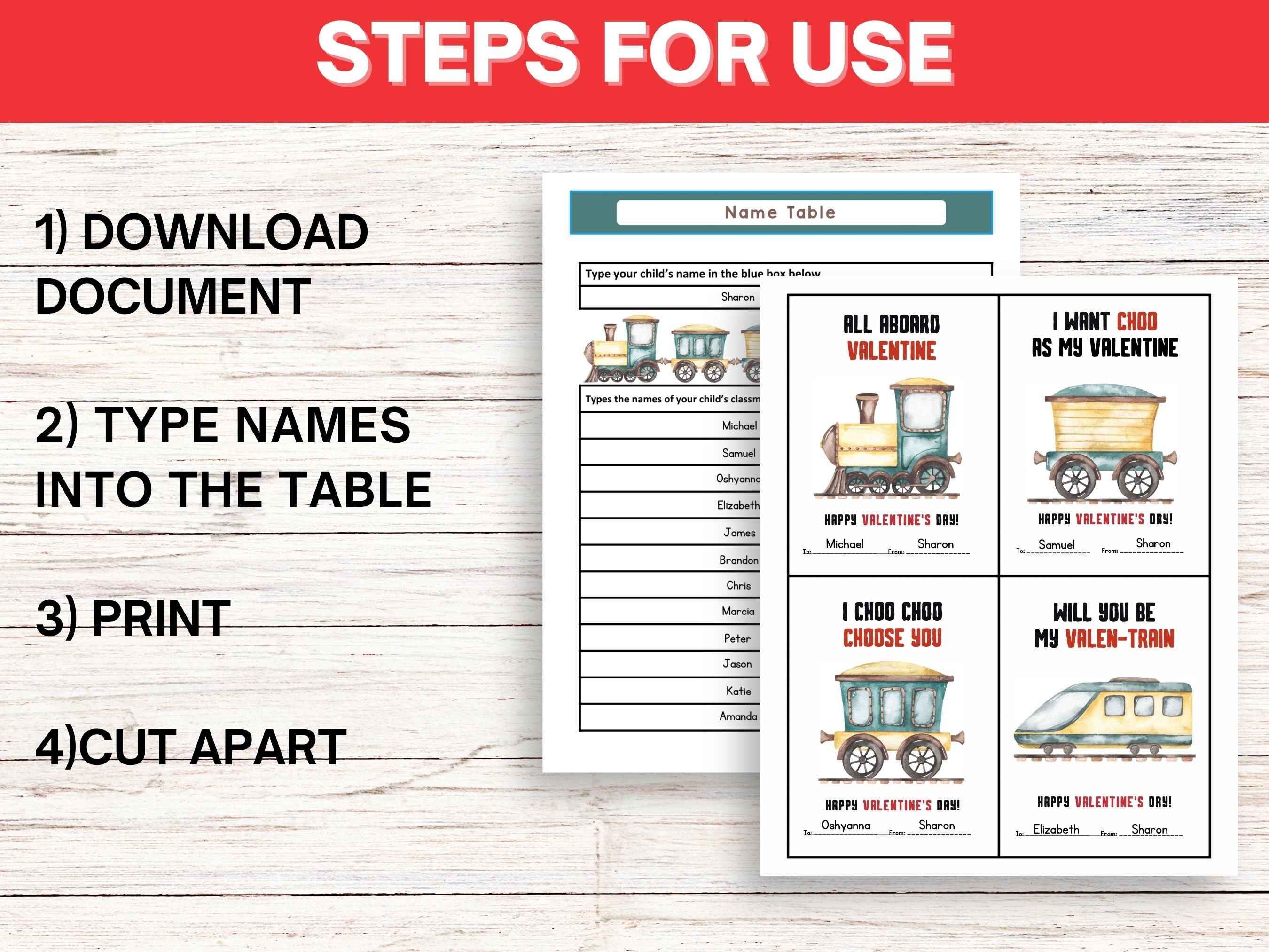 EDITABLE Locomotive Valentine Printable, Printable Train Valentine ...