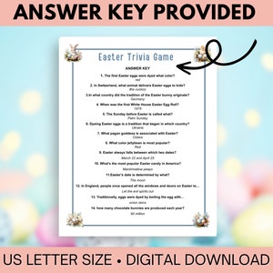 Easter Trivia Game, Easter Trivia Quiz, Printable Easter Party Game ...