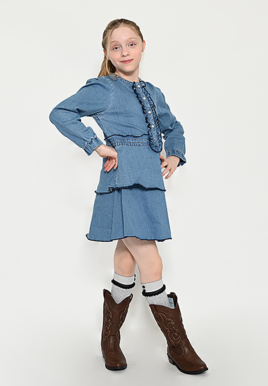 Girls Long Sleeve Denim Dresses - Etsy