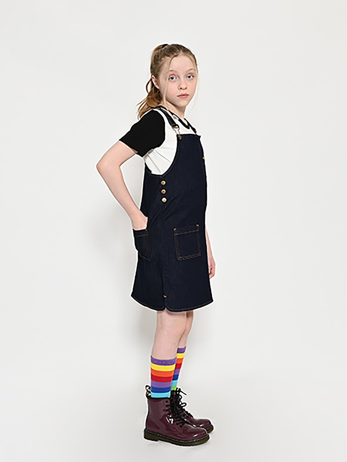 Girls Dark Denim Overalls Dress. - Etsy