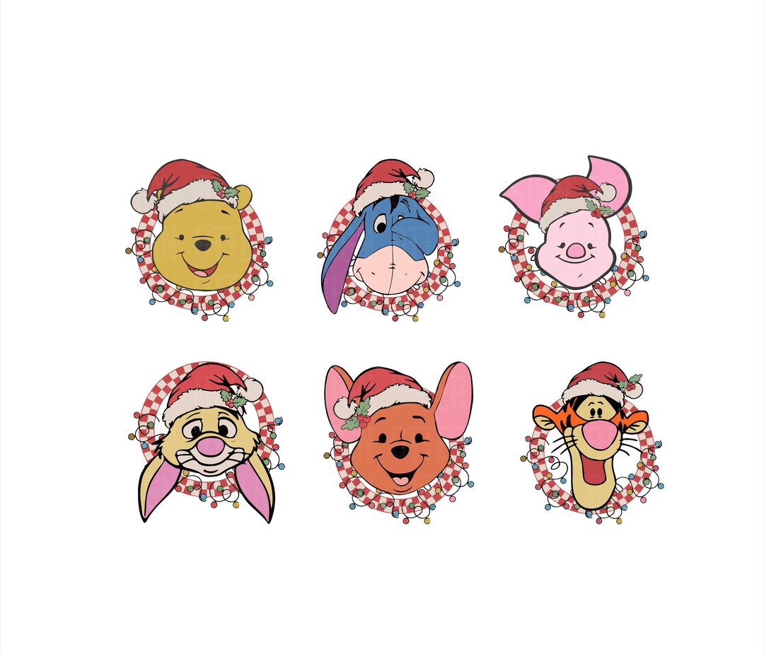 Christmas Winnie the Pooh Characters Face Svg Png, Winnie Character ...