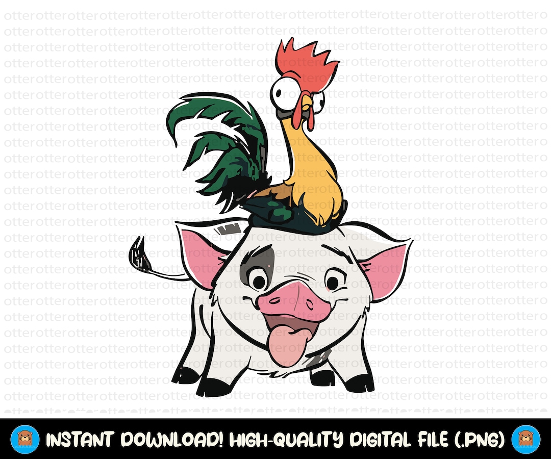 Retro Pua and Heihei Moana Png, Moana Png, Pua and Heihei Png, Pua Png ...
