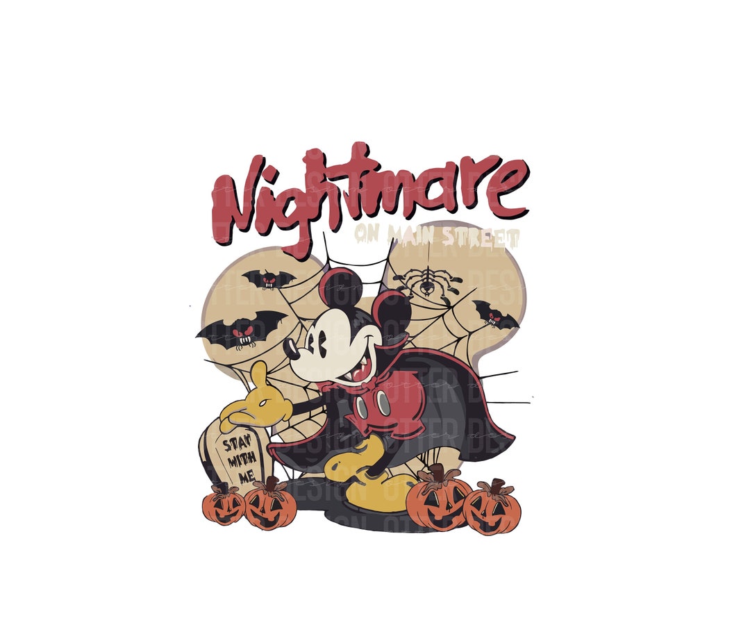Retro Nightmare on Main Street Mouse Png, Mickey and Minnie Halloween ...