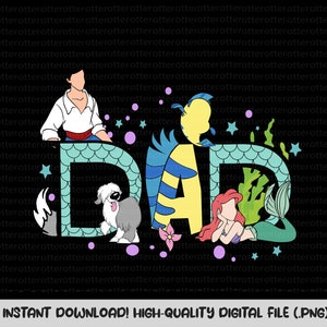 Mermaid Dad Png, Mermaid Dad Svg, Mermaid Png Svg, Ariel Svg, Ariel Png ...