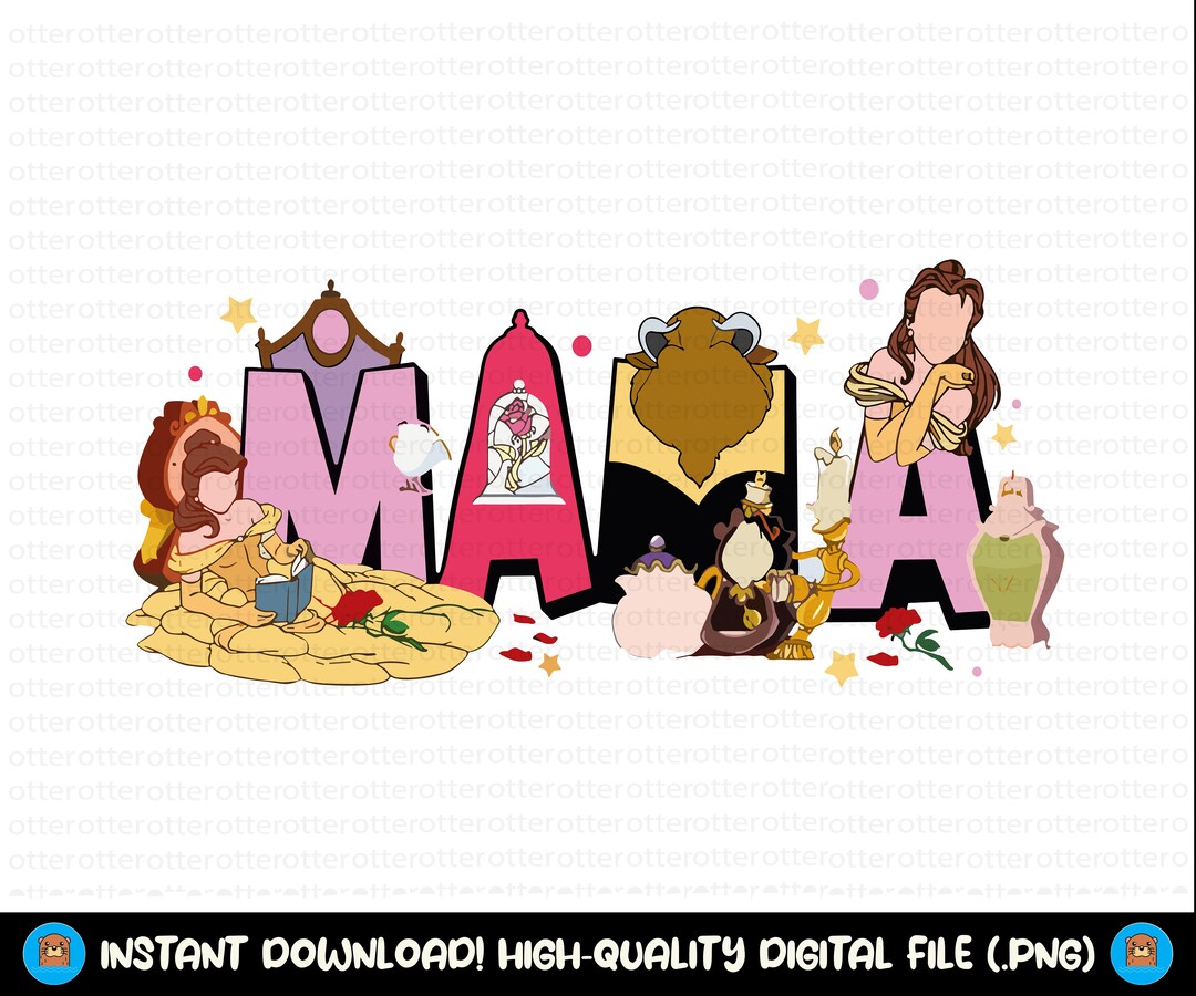 Beauty and the Beast Mama, Retro Beauty and the Beast Png, Belle Png ...
