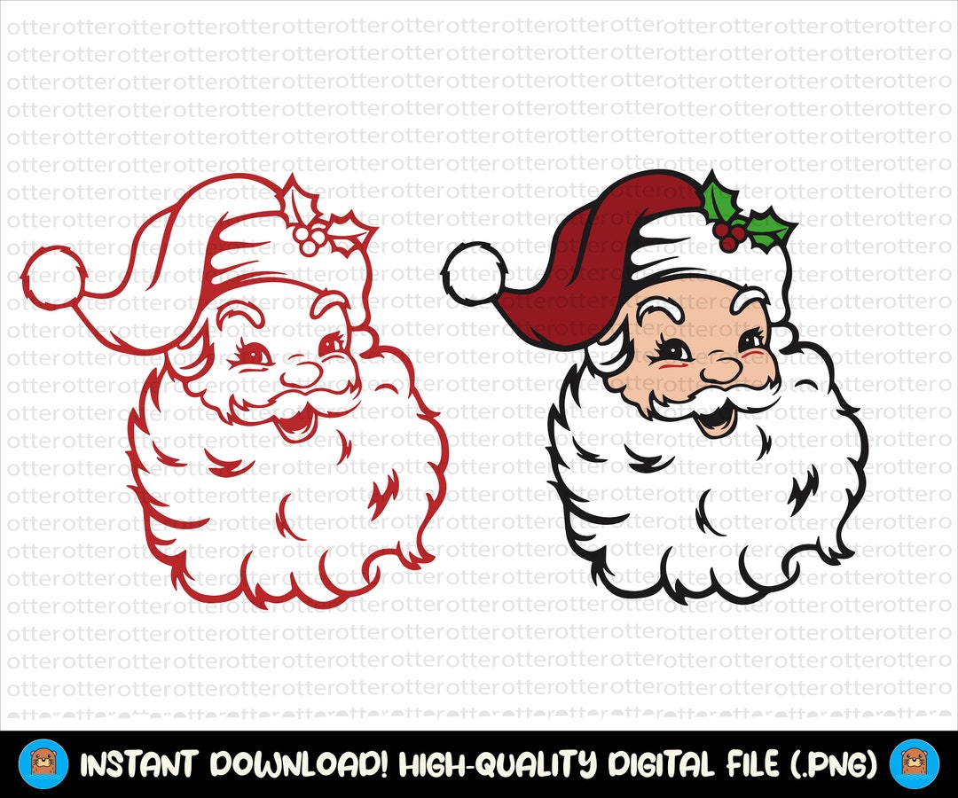 Retro Santa Svg, Santa Christmas Png, Santa Face Svg, Christmas Svg ...