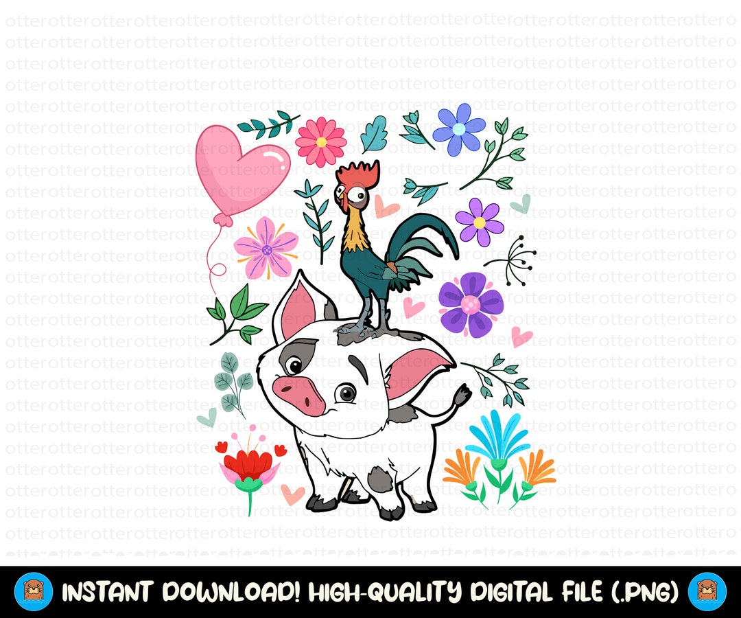 Retro Pua and Heihei Moana Png, Moana Png, Pua and Heihei Png, Pua Png ...
