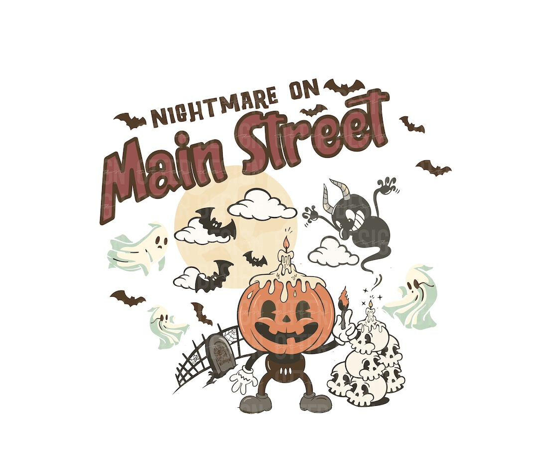Retro Nightmare on Main Street Mouse Png, Mickey and Minnie Halloween ...
