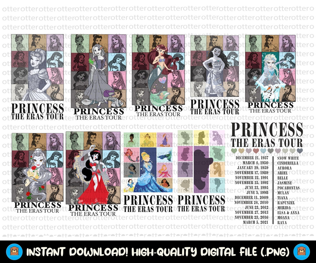 Princess Svg Bundle, Princess Png Bundle, the Eras Tour Princess PNG ...