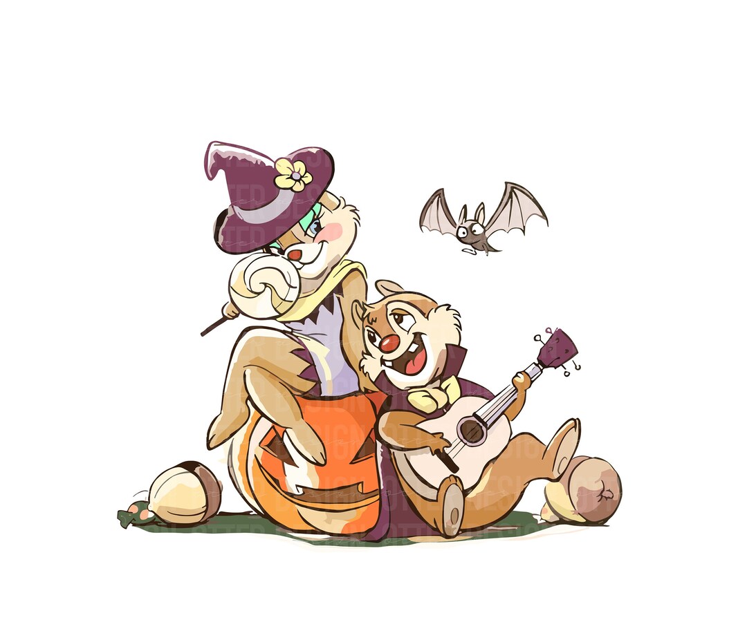 Vintage Chip and Dale Halloween Png, Double Trouble Png, Couple Png ...