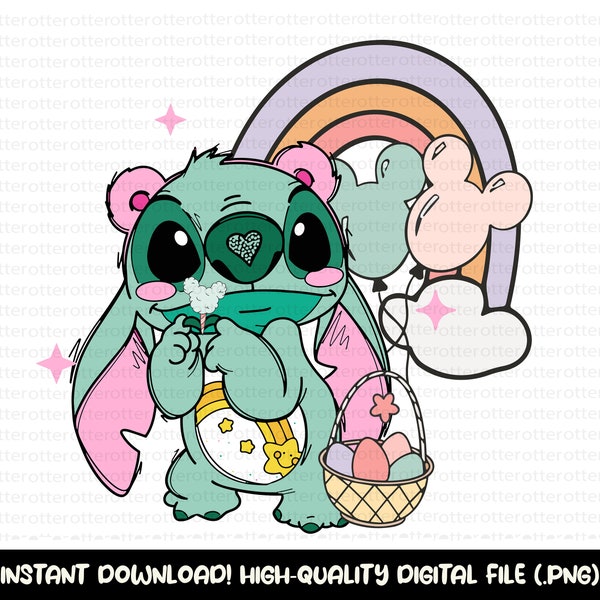 Stitch Happy Easter Png - Etsy