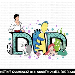 Mermaid Dad Png, Mermaid Dad Svg, Mermaid Png Svg, Ariel Svg, Ariel Png ...