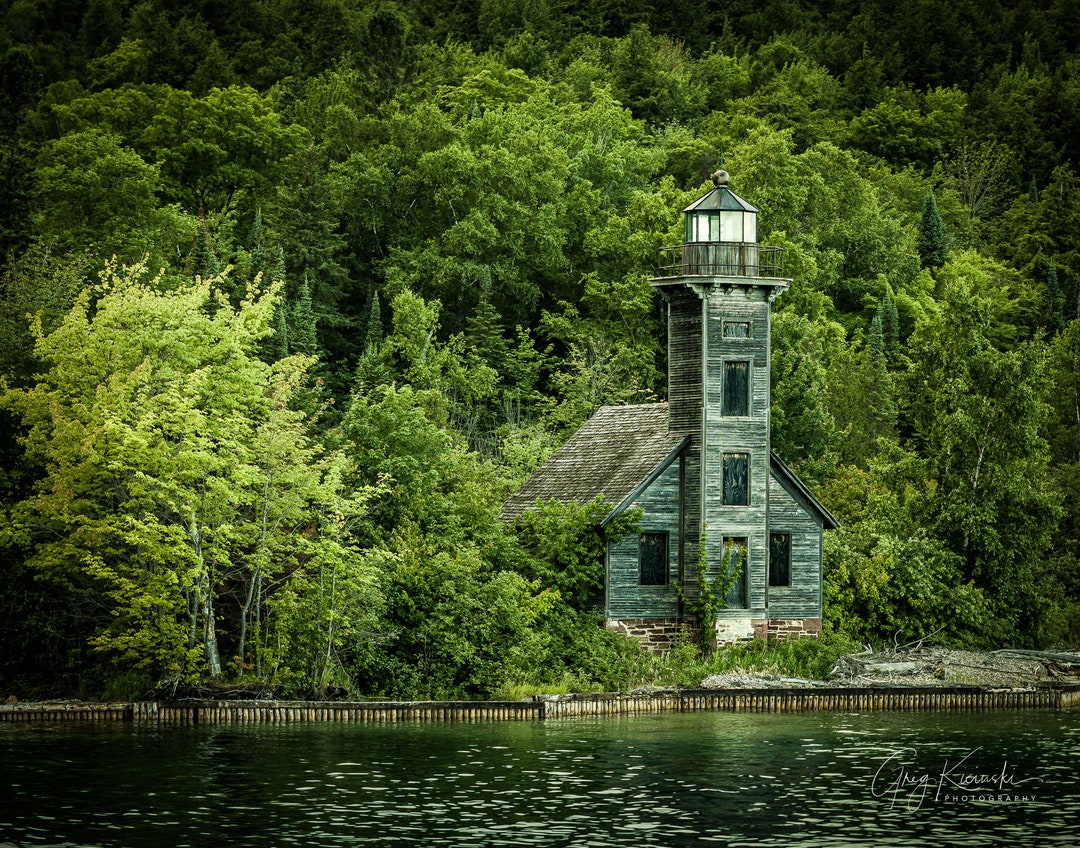 Historic East Channel Lighthouse in the Woods Forest Pictured Rocks ...