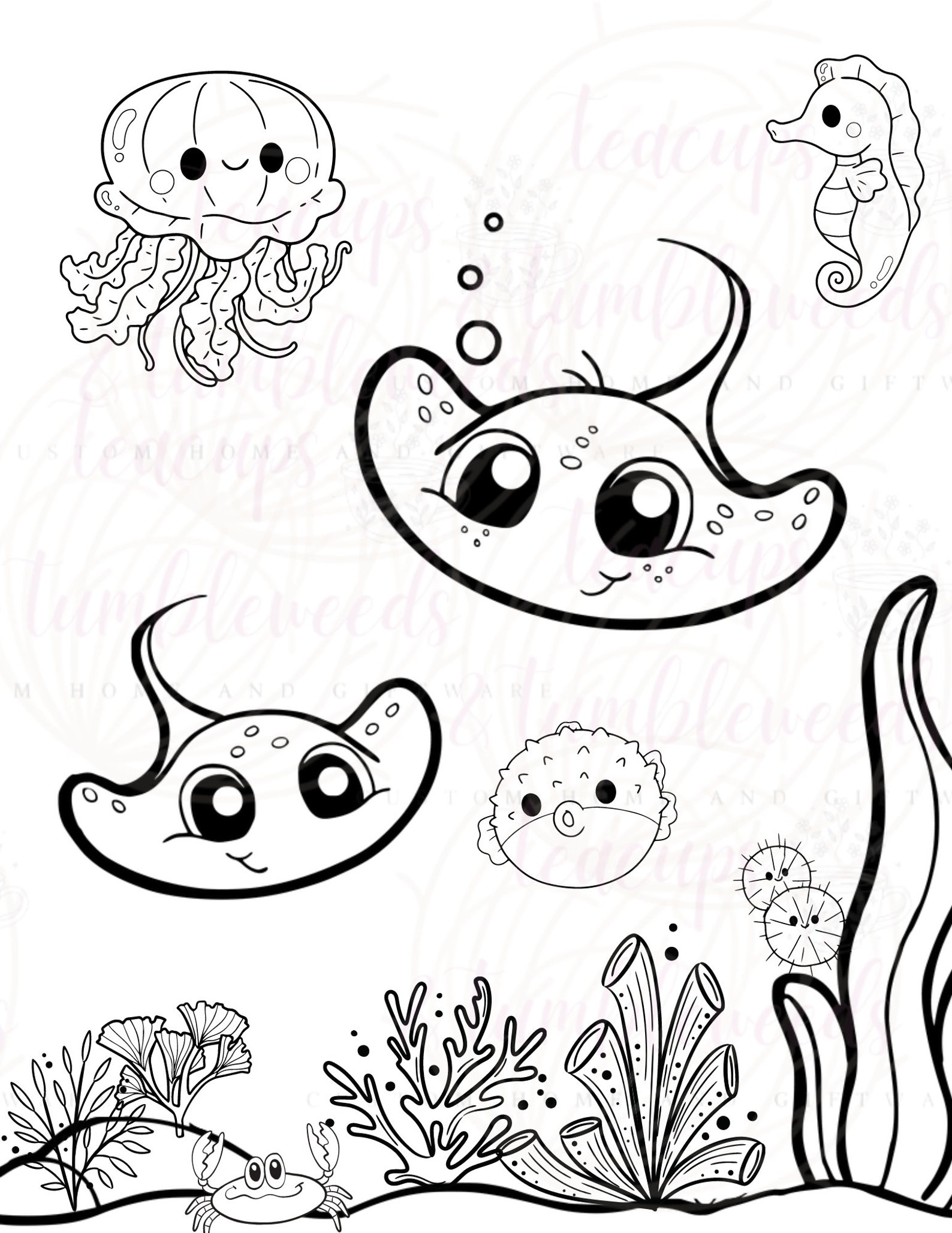 Under the Sea PRINTABLE Coloring Book, Digital Download, Coloring Pages ...