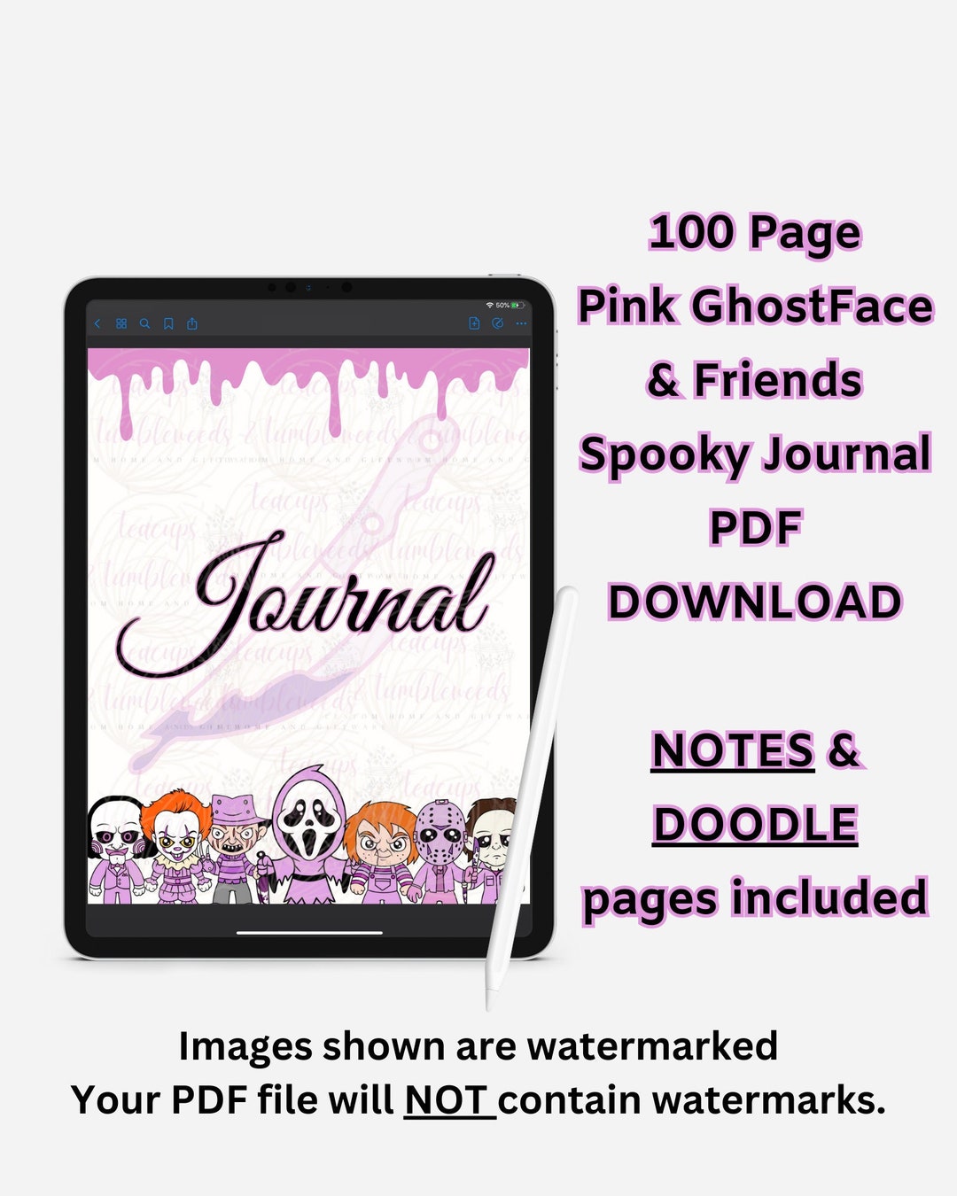 Spooky Pink Digital Journal, Ghostface and Friends Digital Journal ...