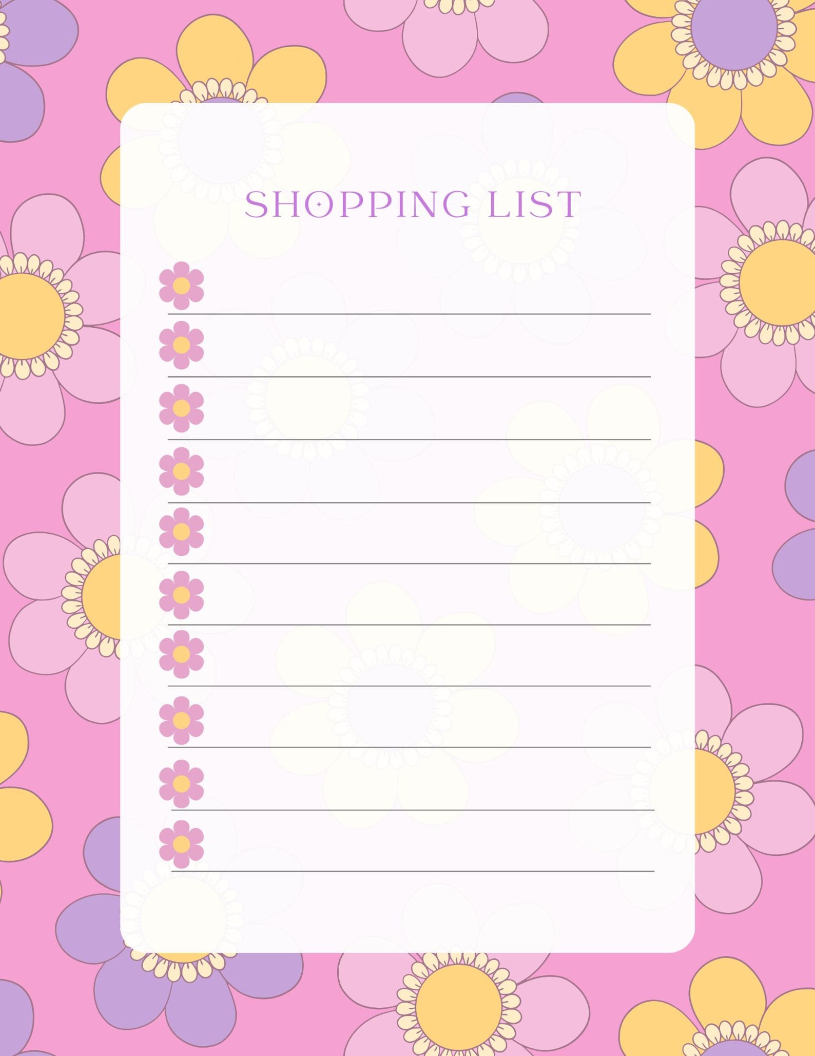 Printable Planner, Printable Shopping List, Printable Point Form ...