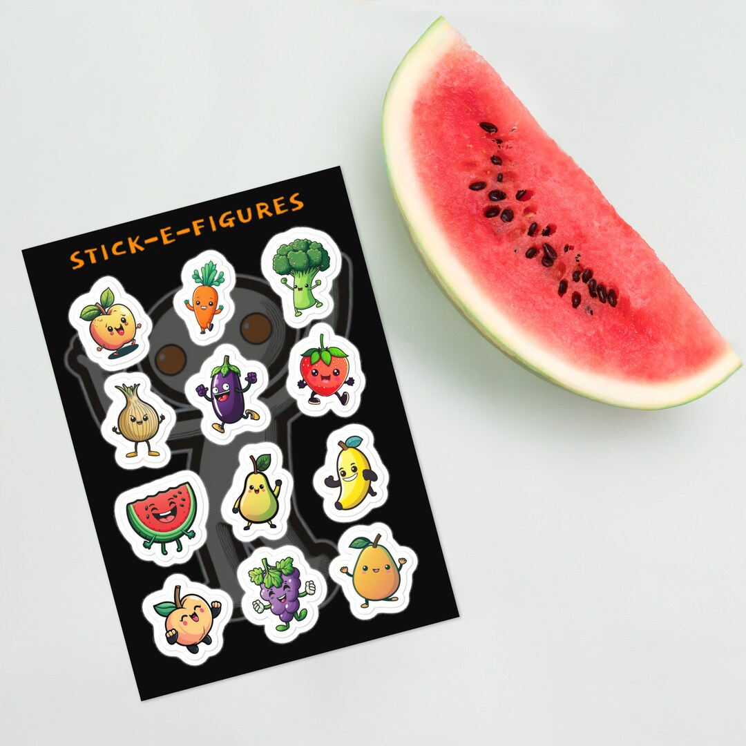 Fruits & Veggies Stick-e-figures | 12 Sticker Sheet - Etsy
