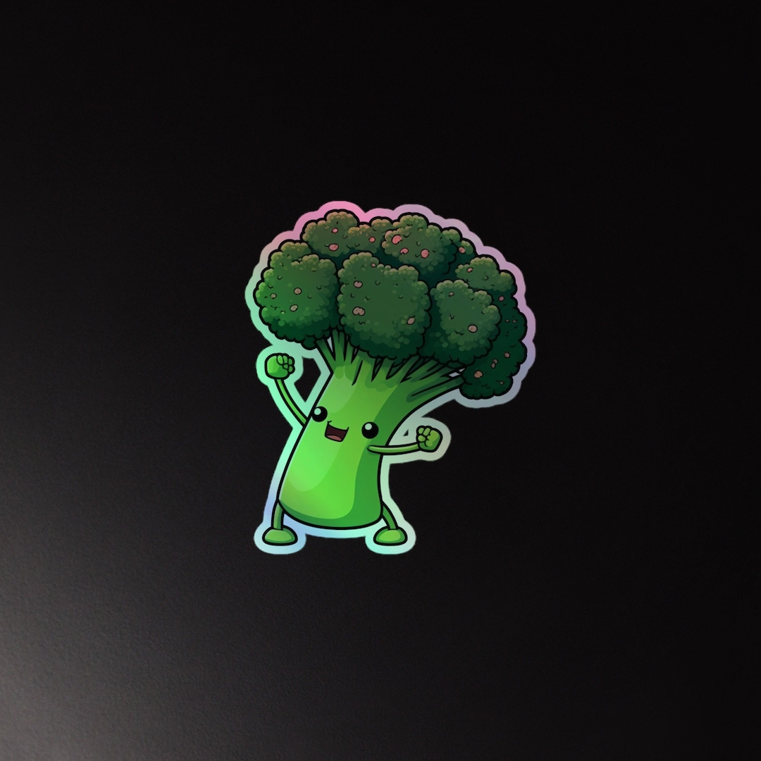 Holographic Broccoli Stick-e-figure | Happy Food Sticker, Available in ...