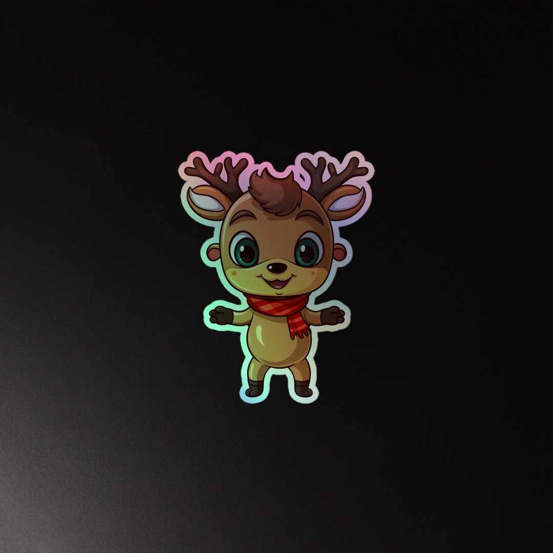 Holographic Reindeer Stick-e-figure | Christmas Sticker, Available in 3 ...