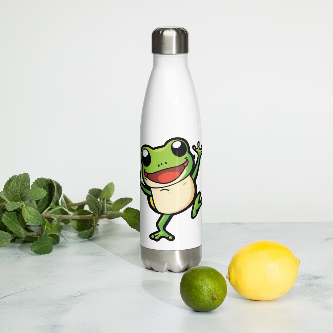 Frog Water Bottle | Stainless Steel, Available in White & Black - Etsy