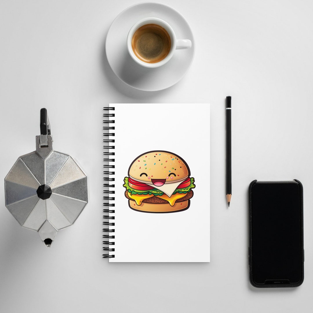 Hamburger Spiral Notebook | 140 Dotted Pages, 5.25” X 8.25” - Etsy