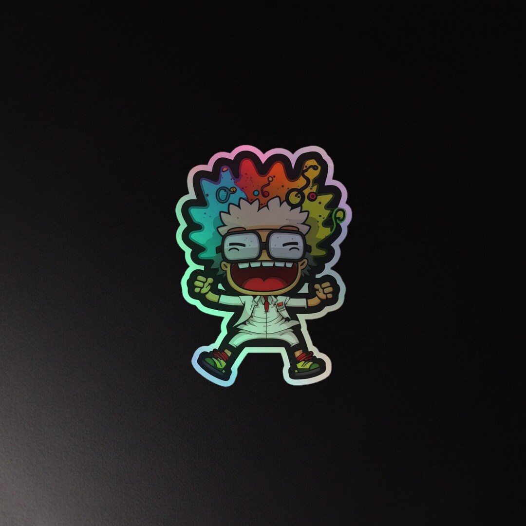 Holographic Mad Scientist Stick-e-figure | Sticker, Available in 3 ...