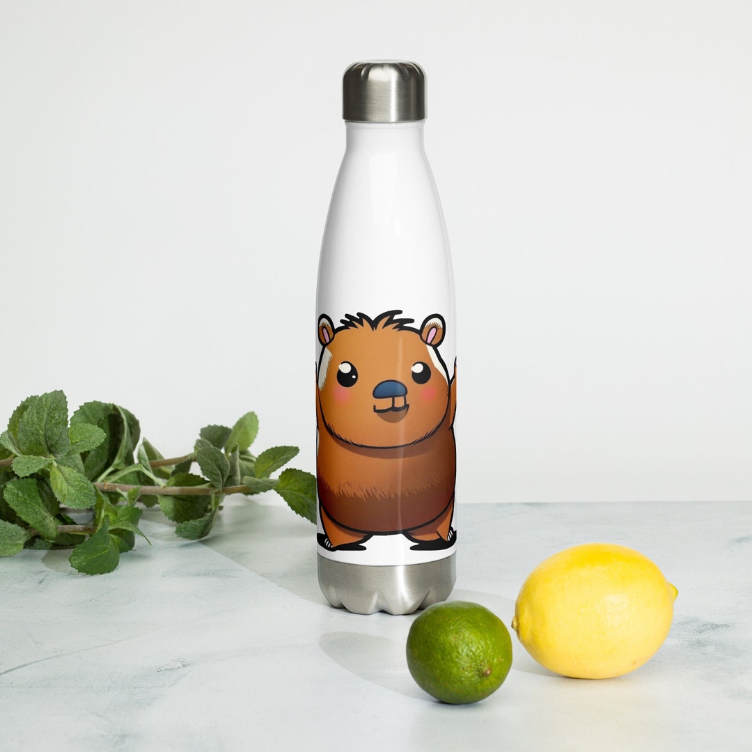 Capybara Water Bottle | Stainless Steel, Available in White & Black - Etsy