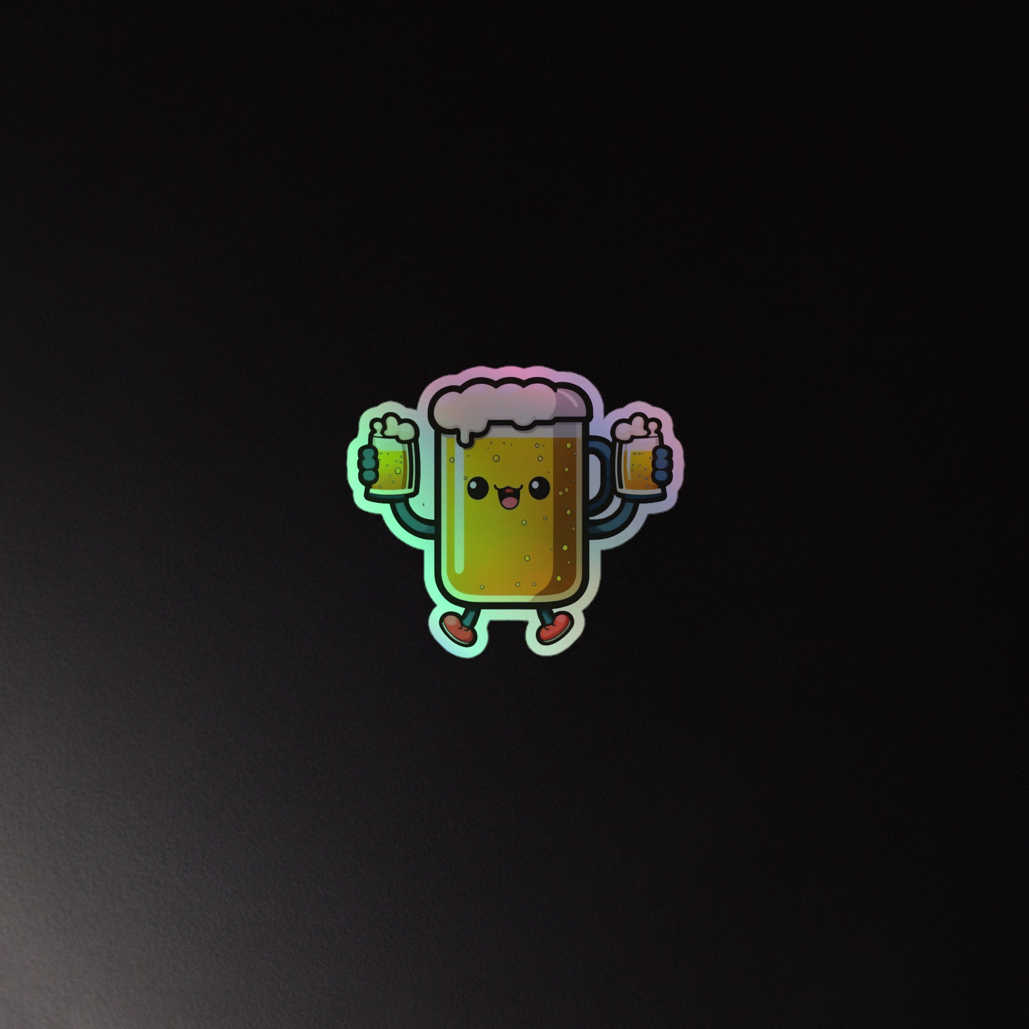 Holographic Beer Stick-e-figure Happy Food Sticker, Available in 3 ...