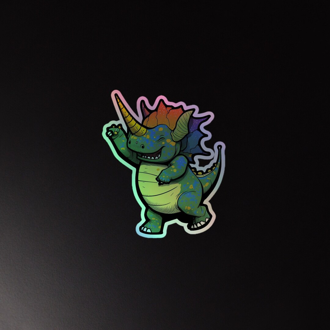 Holographic Triceratops Stick-e-figure | Dinosaur Sticker, Available in ...