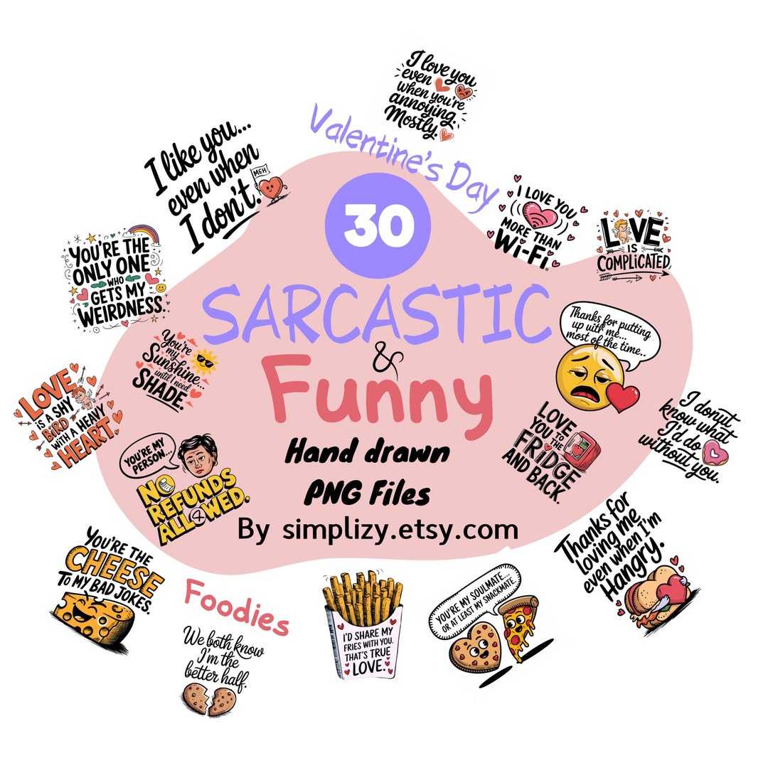 Sarcastic Quotes PNG Bundle: Funny Snarky Clipart for Gifts (digital ...
