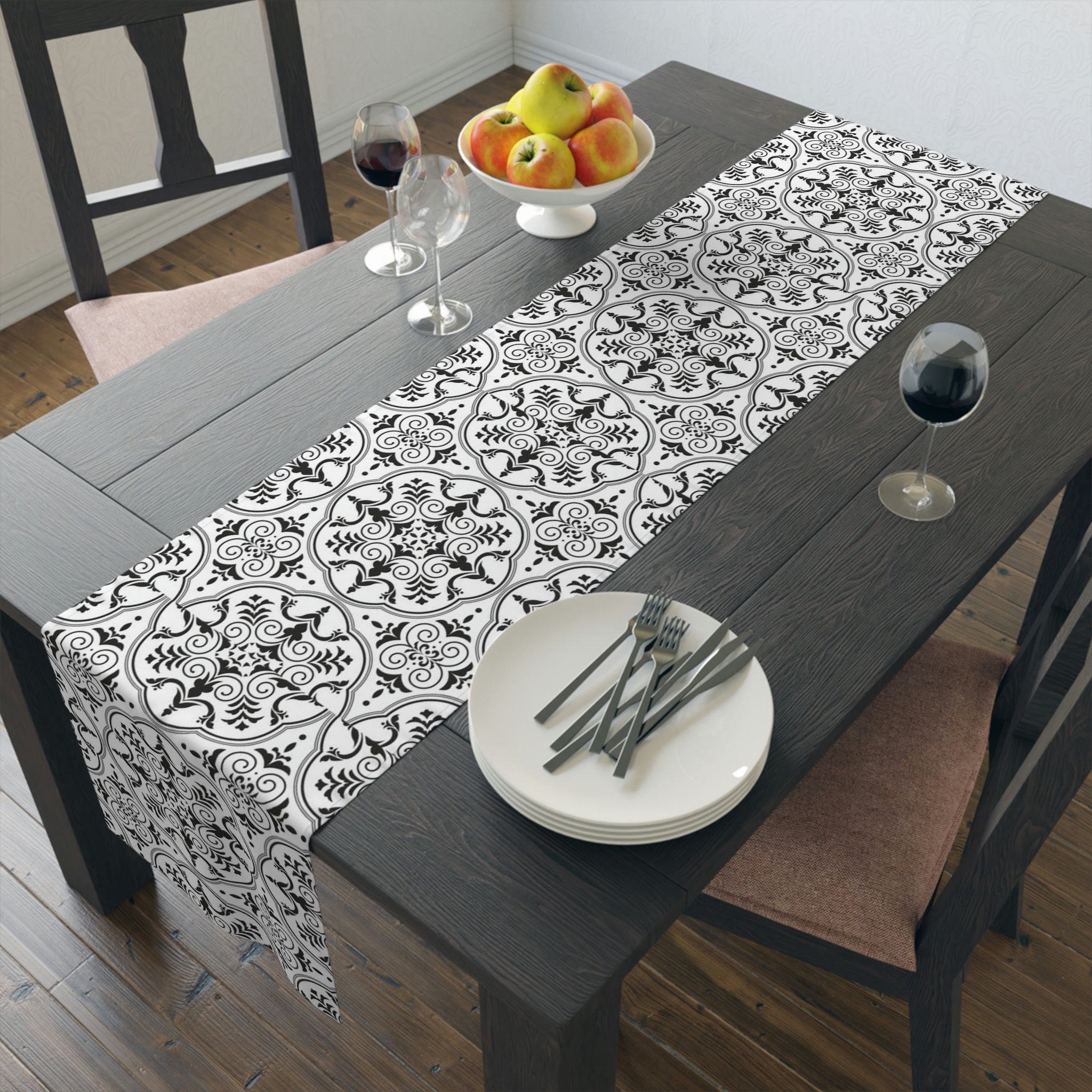 Monochromatic Mandala Patterns Table Runner (cotton, Poly) - Etsy