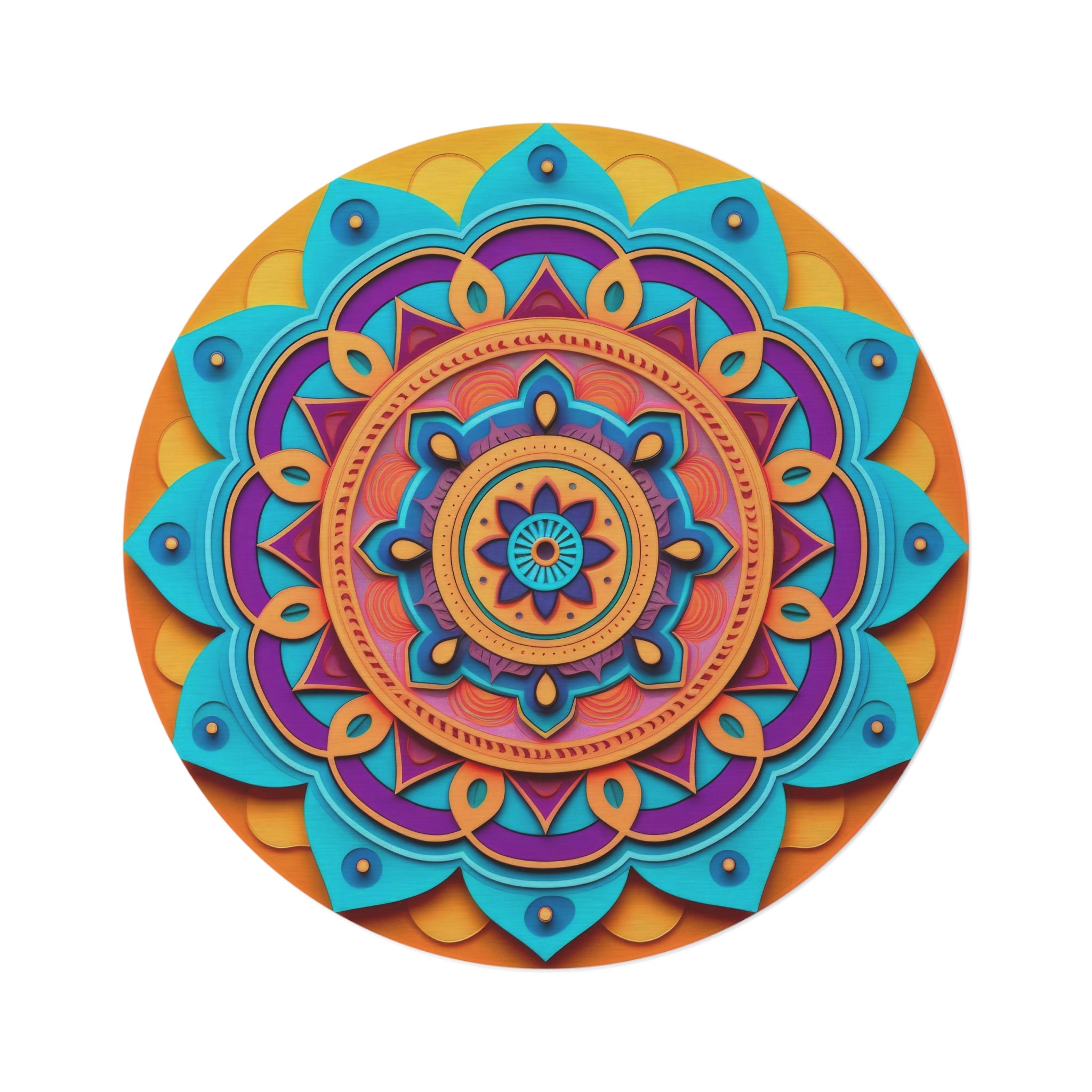 Indian Mandala Beautiful Rangoli Round Rug - Etsy