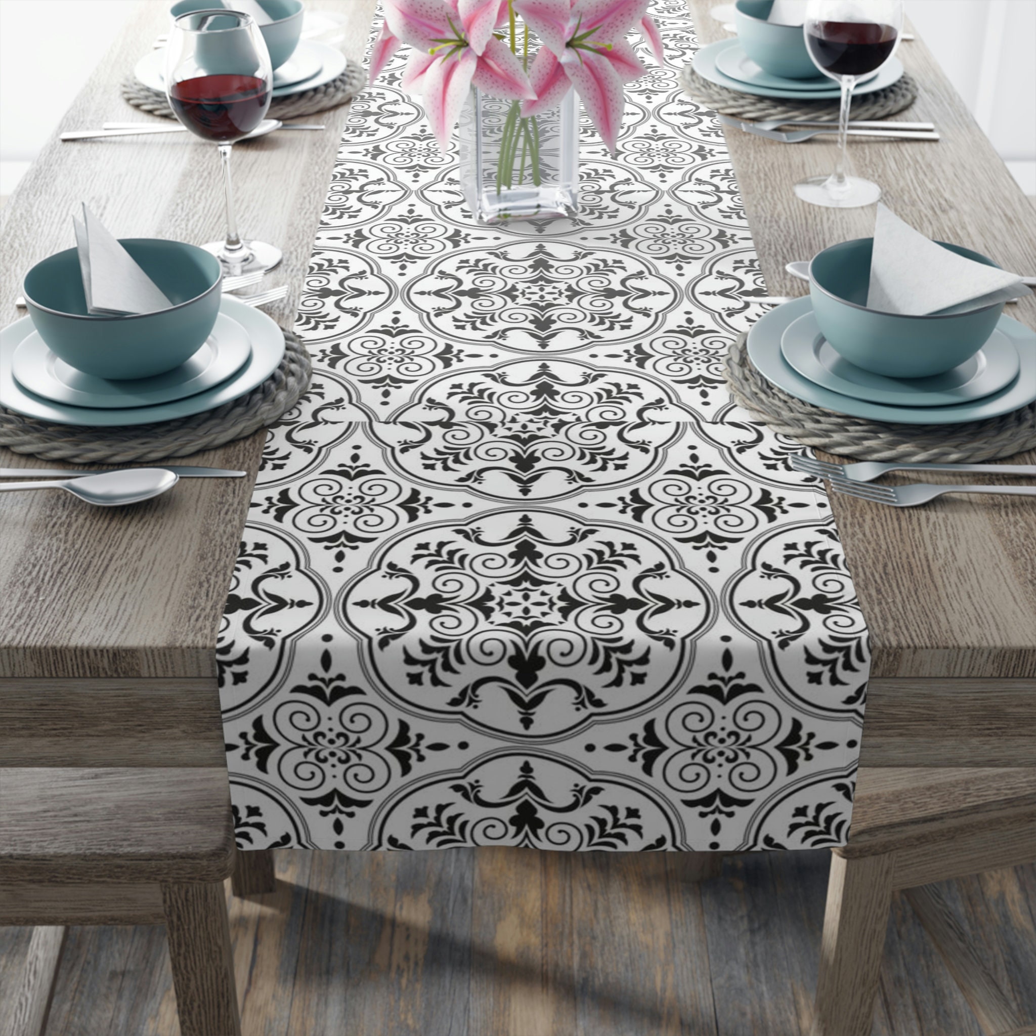 Monochromatic Mandala Patterns Table Runner (cotton, Poly) - Etsy