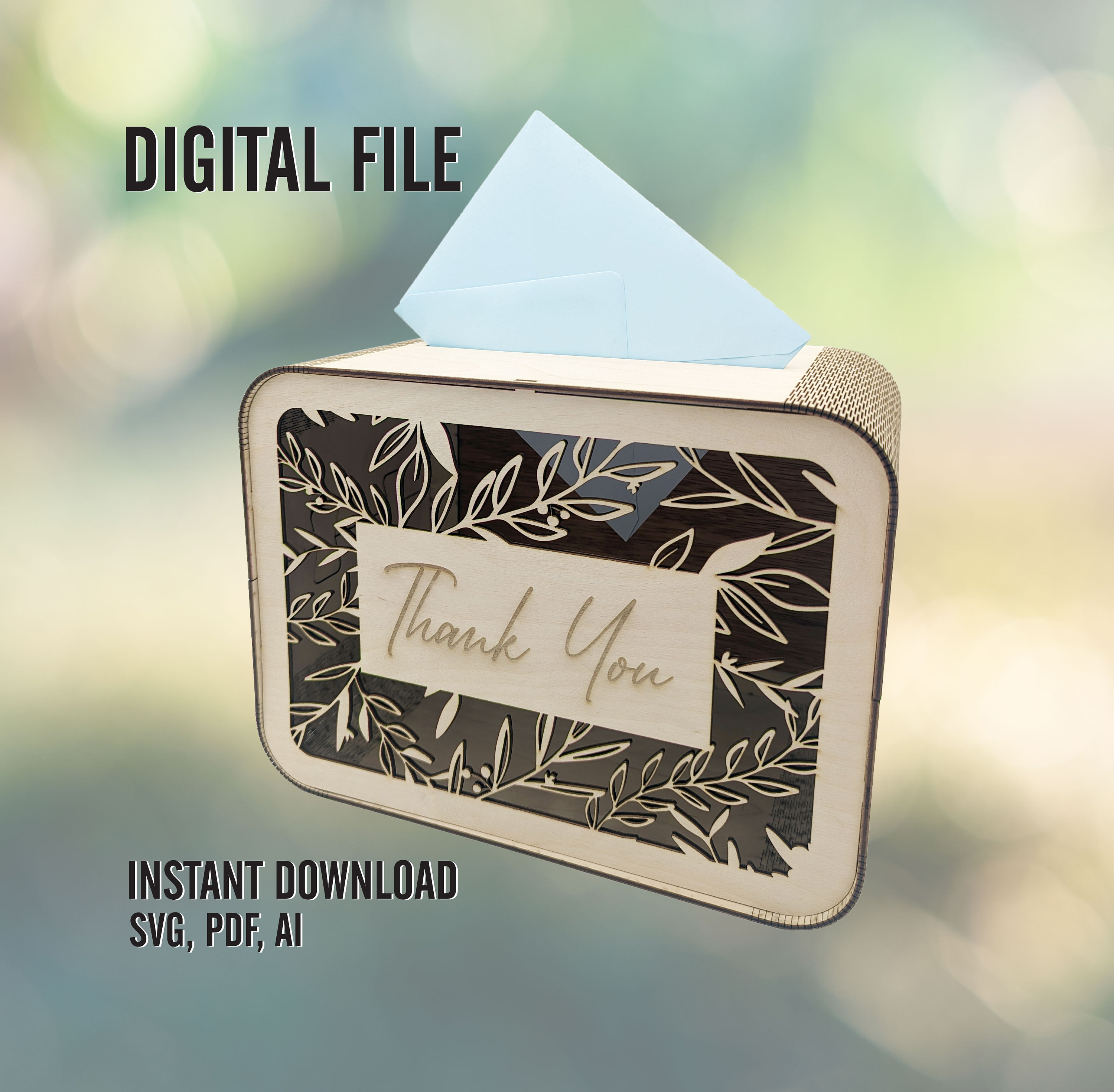 Thank You Card Box | Digital Download | Ai Svg Pdf | Wedding Card Box ...