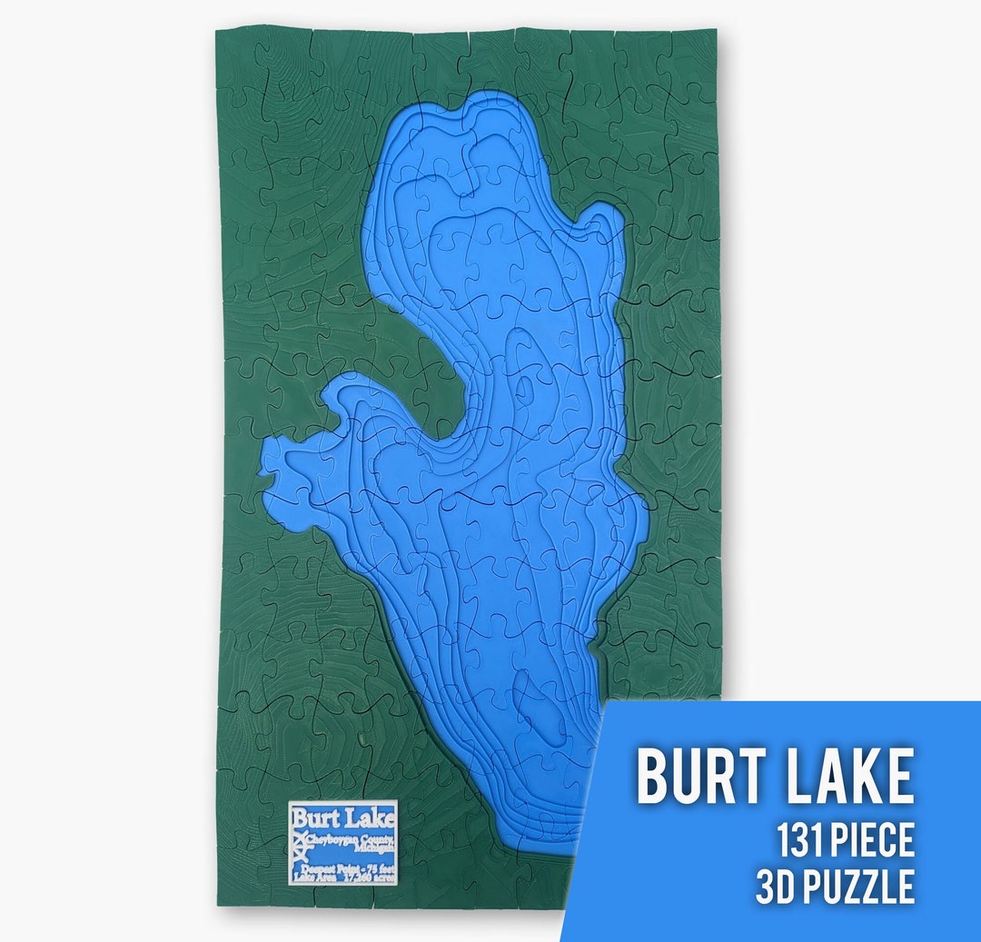 Burt Lake 3D Puzzle | Custom 3D Printed Topography | 131 Pieces | Made ...