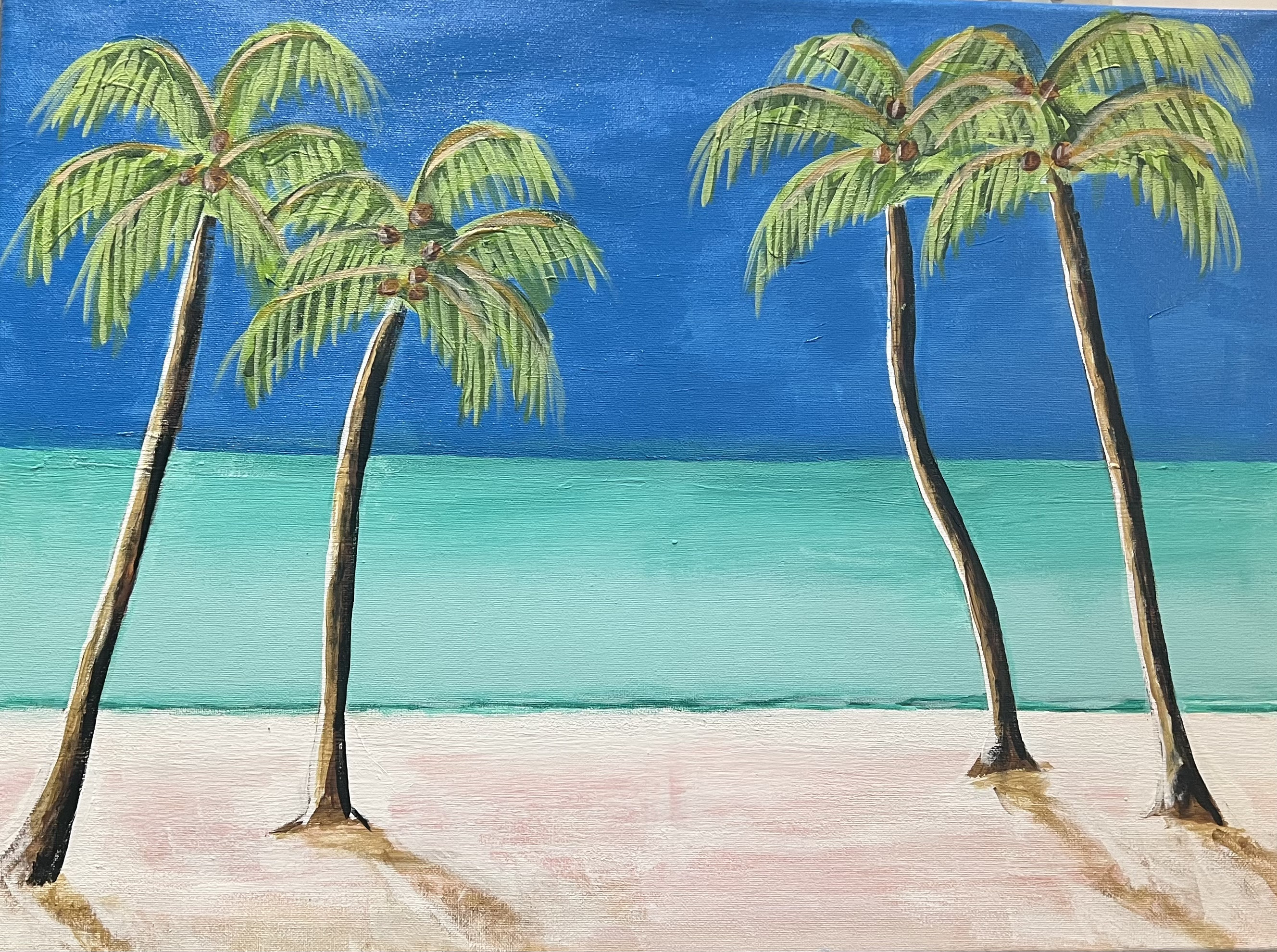 Original Contemporary Caribbean Painting on Canvas Palm Trees on ...