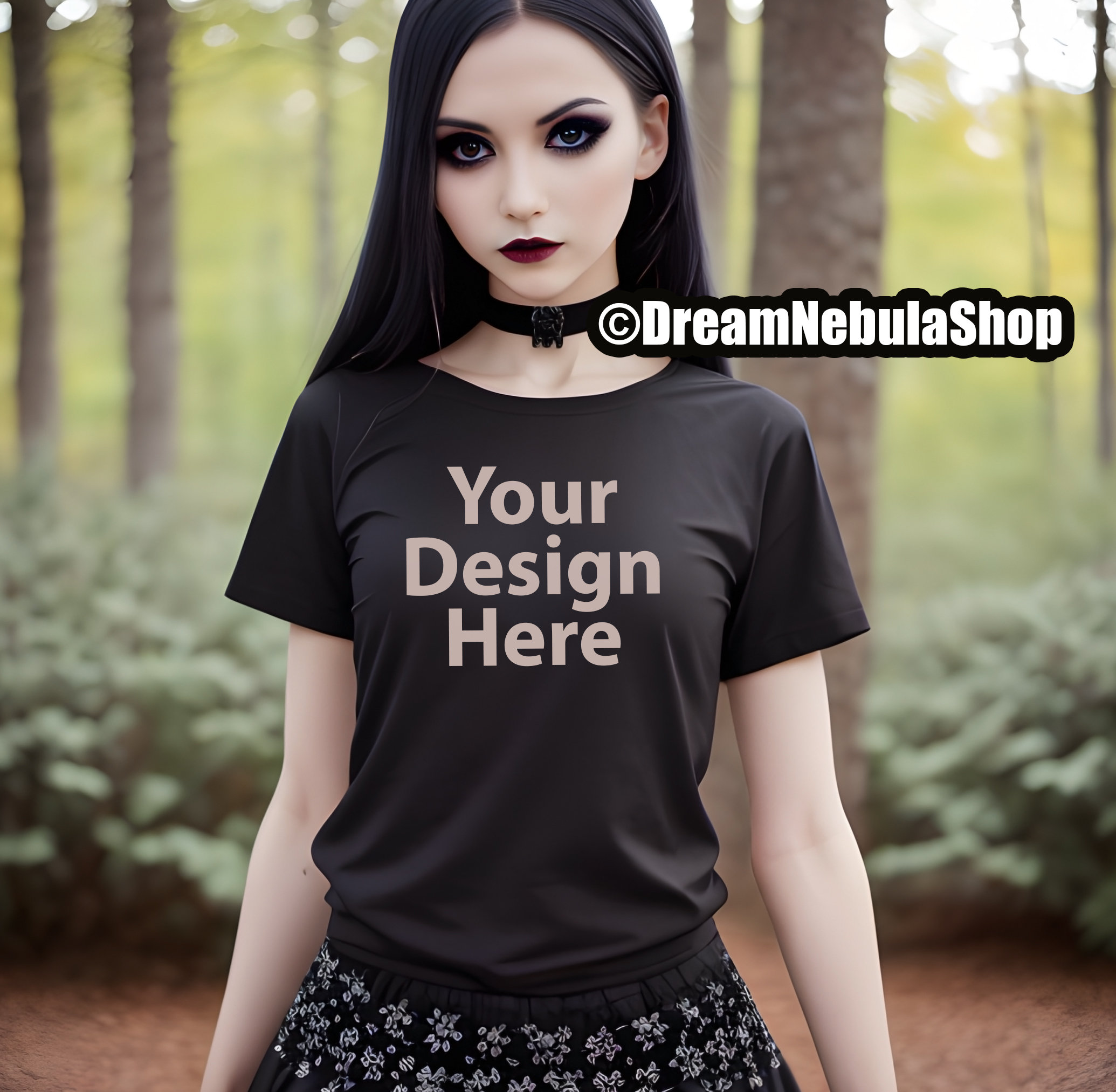 Gothic Models Black T-shirt Mockup Bundle | Goth Mockup | Various Poses ...