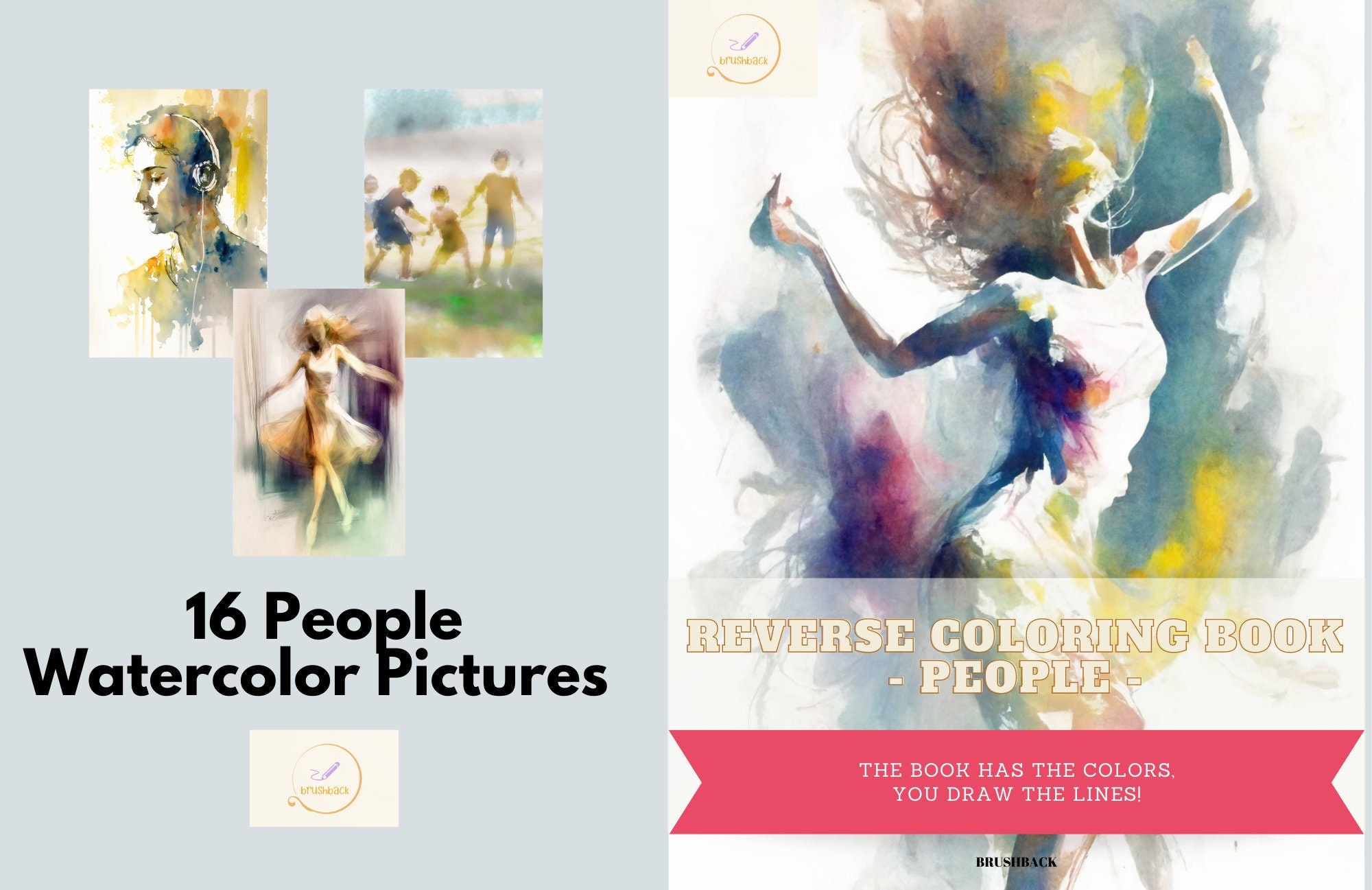 Printable Reverse Coloring Book, Colors Provided, You Draw the Lines ...