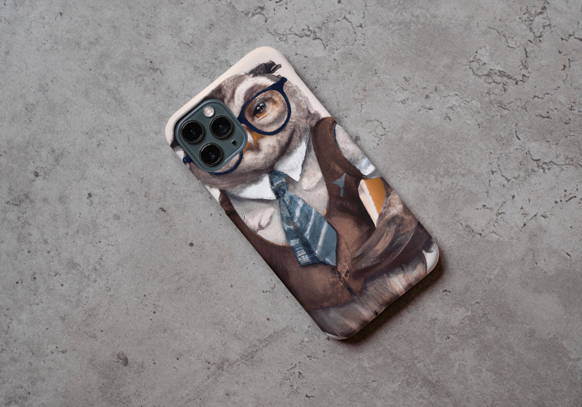 Hand-drawn Owl Librarian Digital Art Reading Owl With Glasses, Brown ...