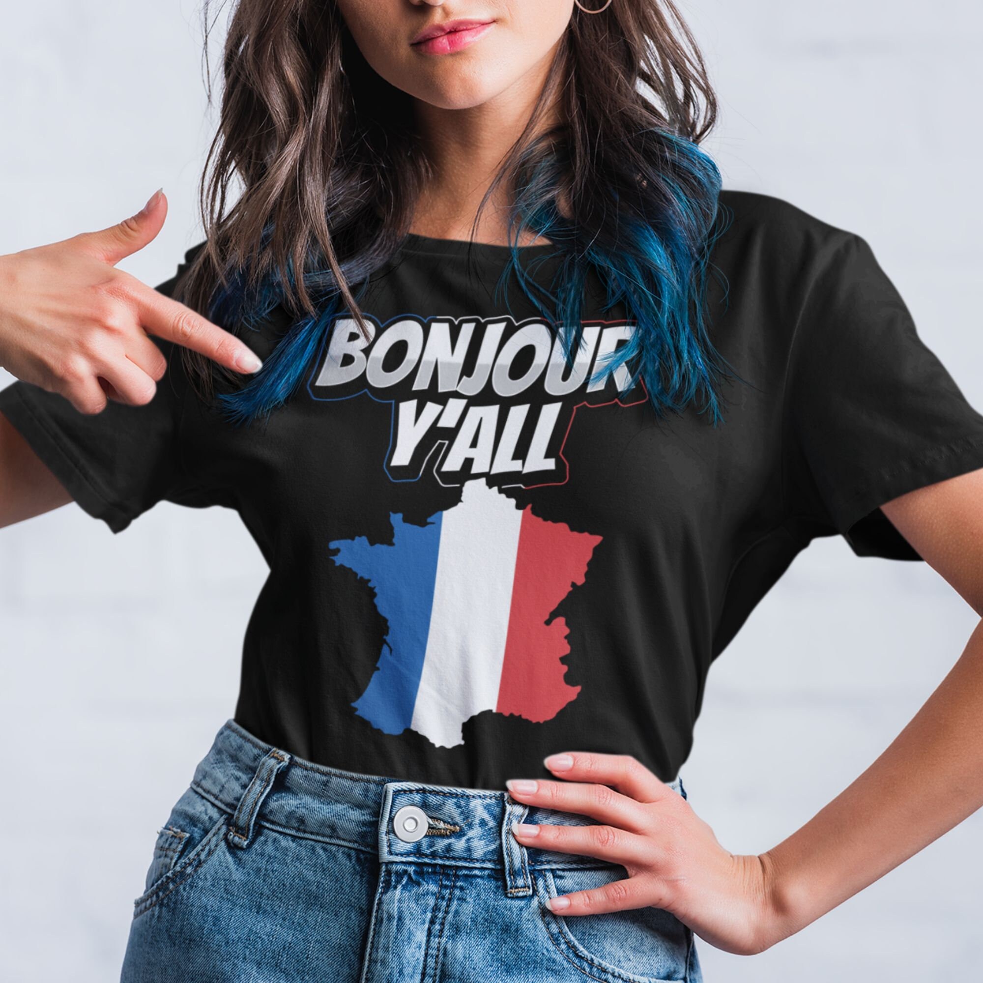 Bonjour Shirt, French American Shirt, Tee for Paris French Trip, France ...
