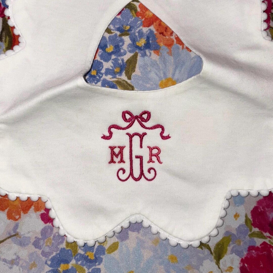 Monogram Bow, Initial Burp Bib, Baby Girl, Gift, Embroidered, Burp, Rag ...