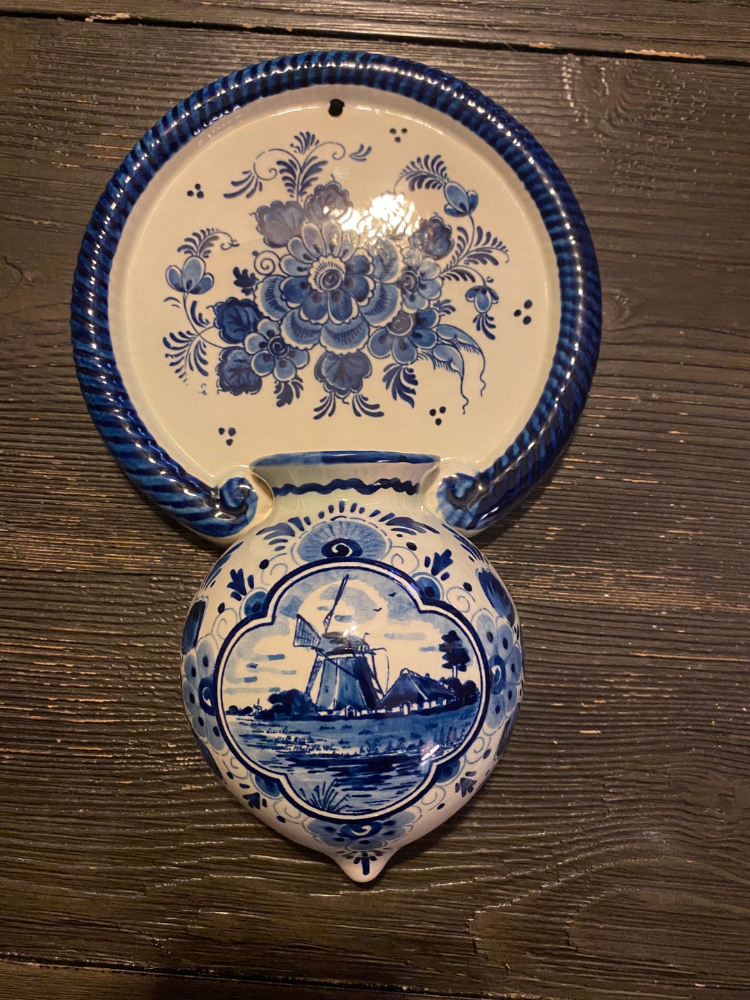 Norelco Delft Style Cobalt Blue & White Wall Pocket Vase 1962. - Etsy