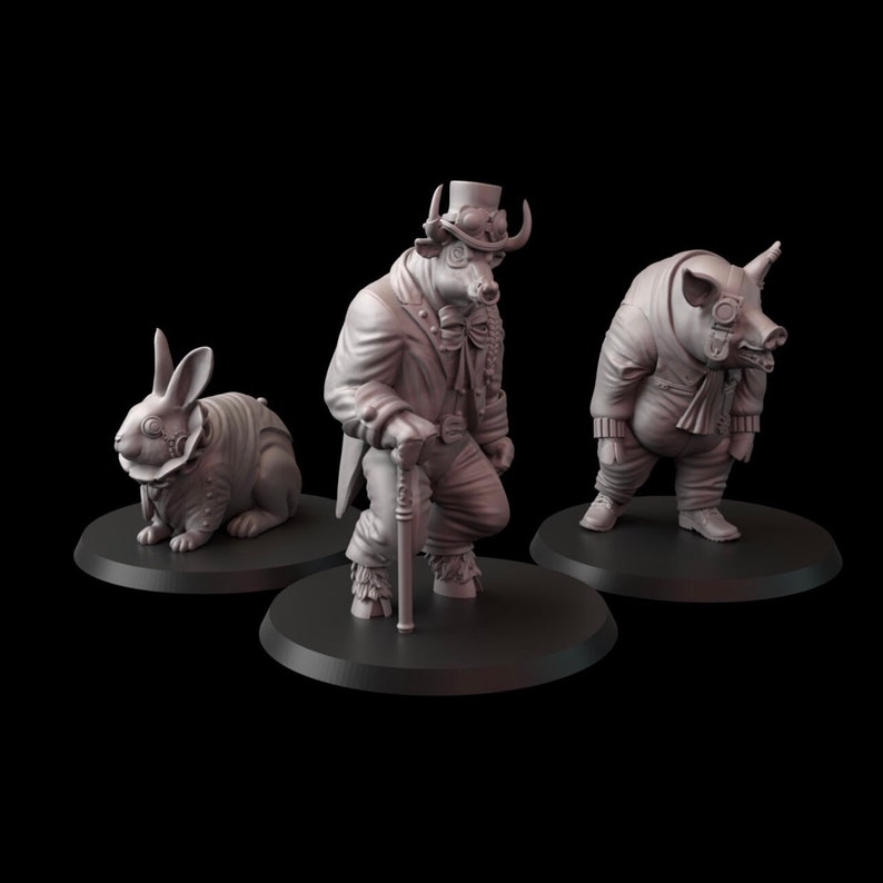 Steampunk Pets - Bull, Pig and Rabbit - Etsy