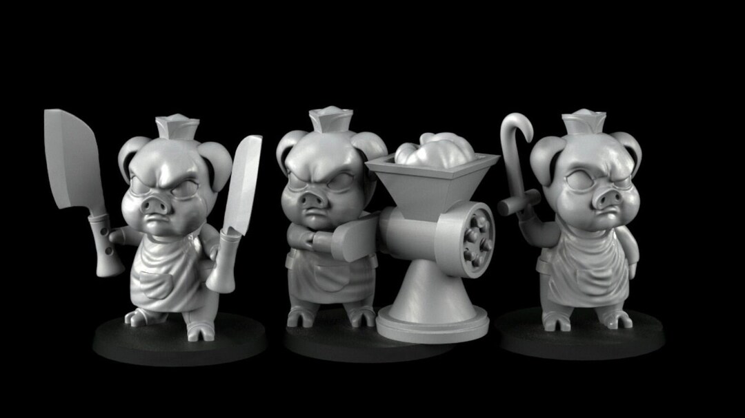 Angry 3 Little Pigs and Big Bad Wolf Miniatures - Etsy