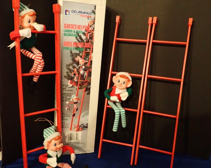 Vintage Double Glo Santa’s Helpers Ladder and Elves Christmas ...