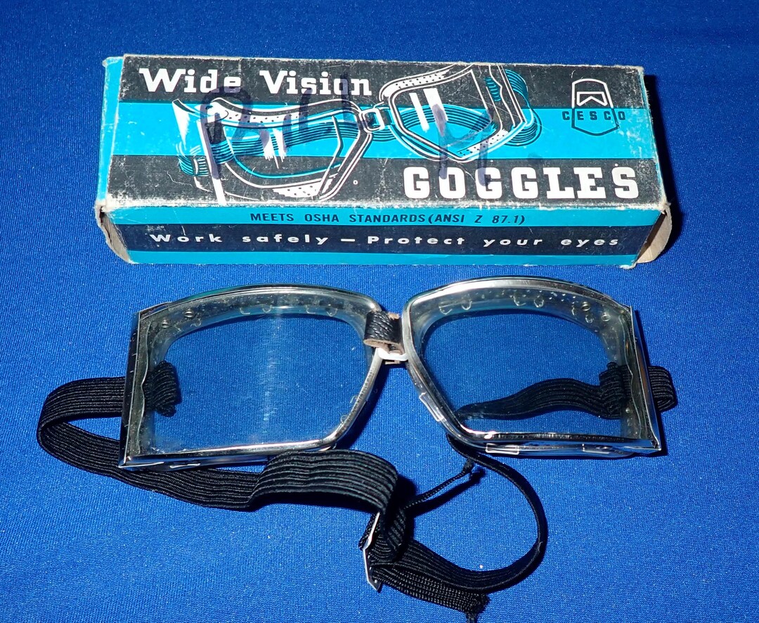 Vintage CESCO Wide Vision Motorcycle & Aviation Safety Goggles W ...