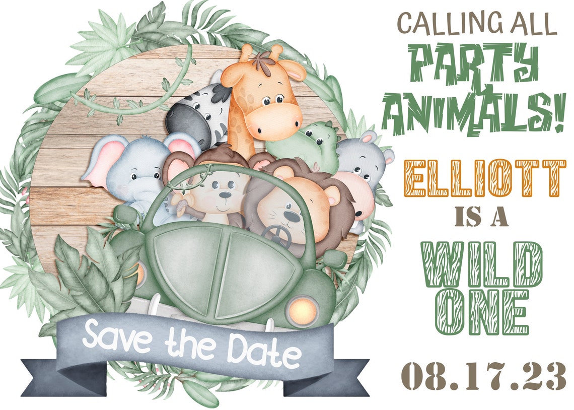 Safari Save the Date Wild One EDITABLE DIGITAL DOWNLOAD - Etsy