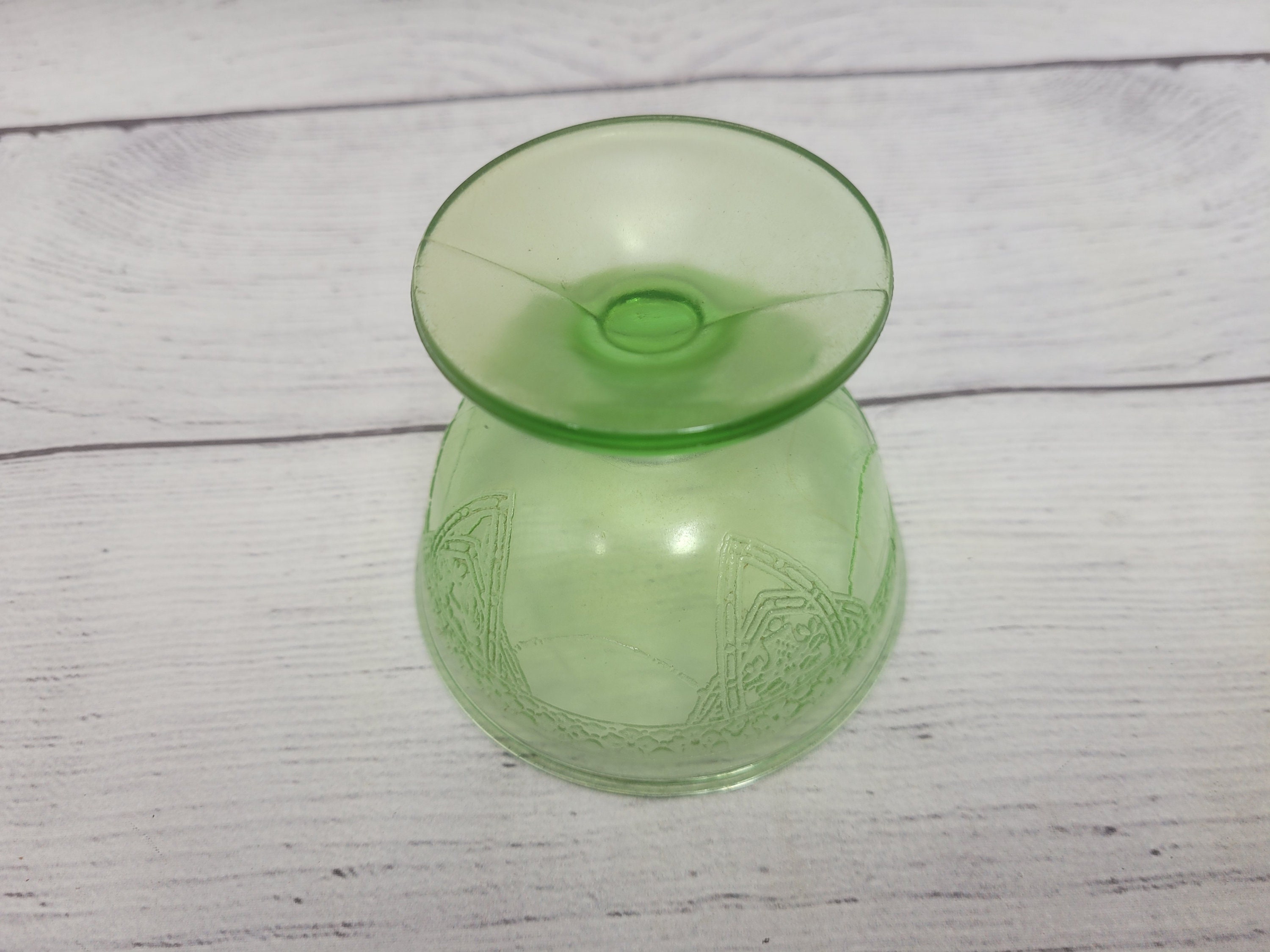 Ribbed Vintage Green Uranium Glass Cup Goblet Serving Dish - Etsy